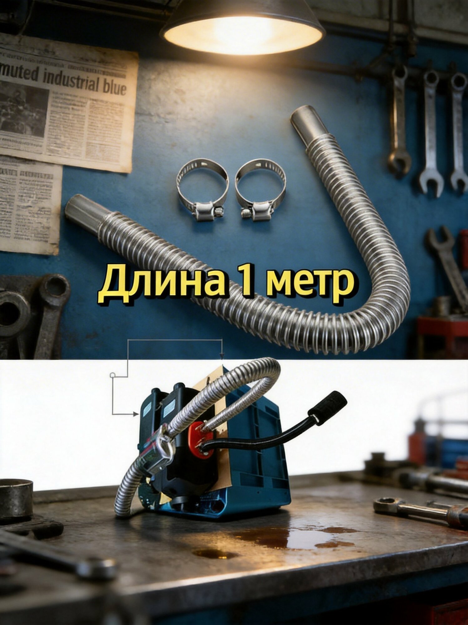 Выхлопная труба 25 мм, длина 1 м для генератора и обогревателей Eberspacher Propex Eberwebasto, нержавеющая сталь серебристая