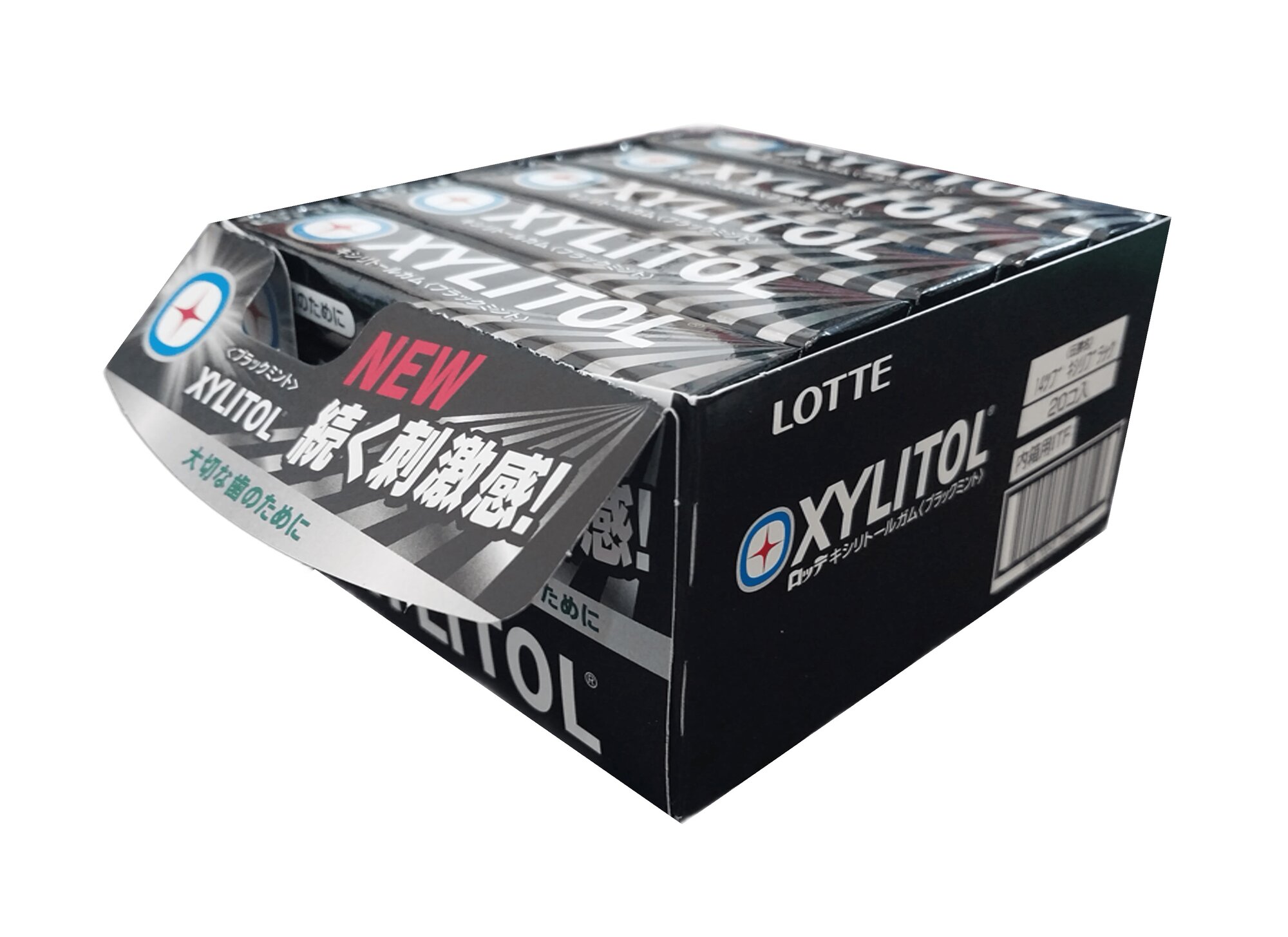 Жевательная резинка LOTTE XYLITOL без сахара со вкусом черная мята, блок 20 уп * 14 подушечек