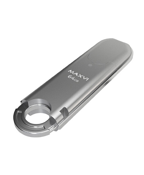 Флешка USB 64Gb, USB 2.0, Maxvi P2 silver FD64GBUSB20C10P2