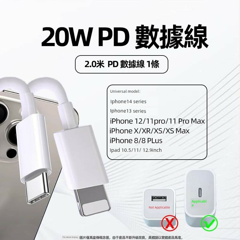 Кабель для быстрой зарядки USB-C PD 20 Вт для iPhone 6-14, длина 2,0 метра, совместимость с сериями iPhone 6-14