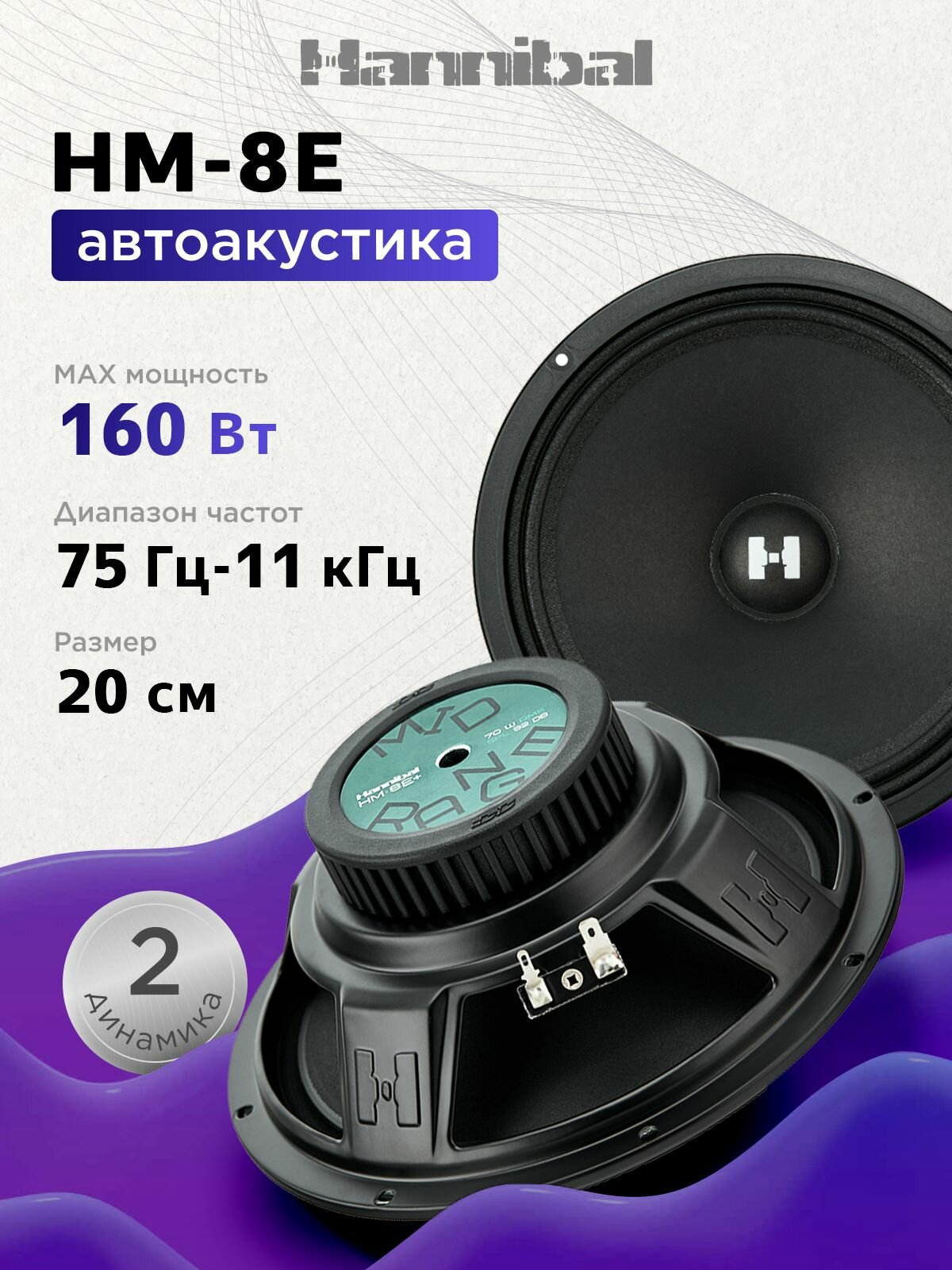 Динамики автомобильные Alphard Hannibal HM-8E 20 см