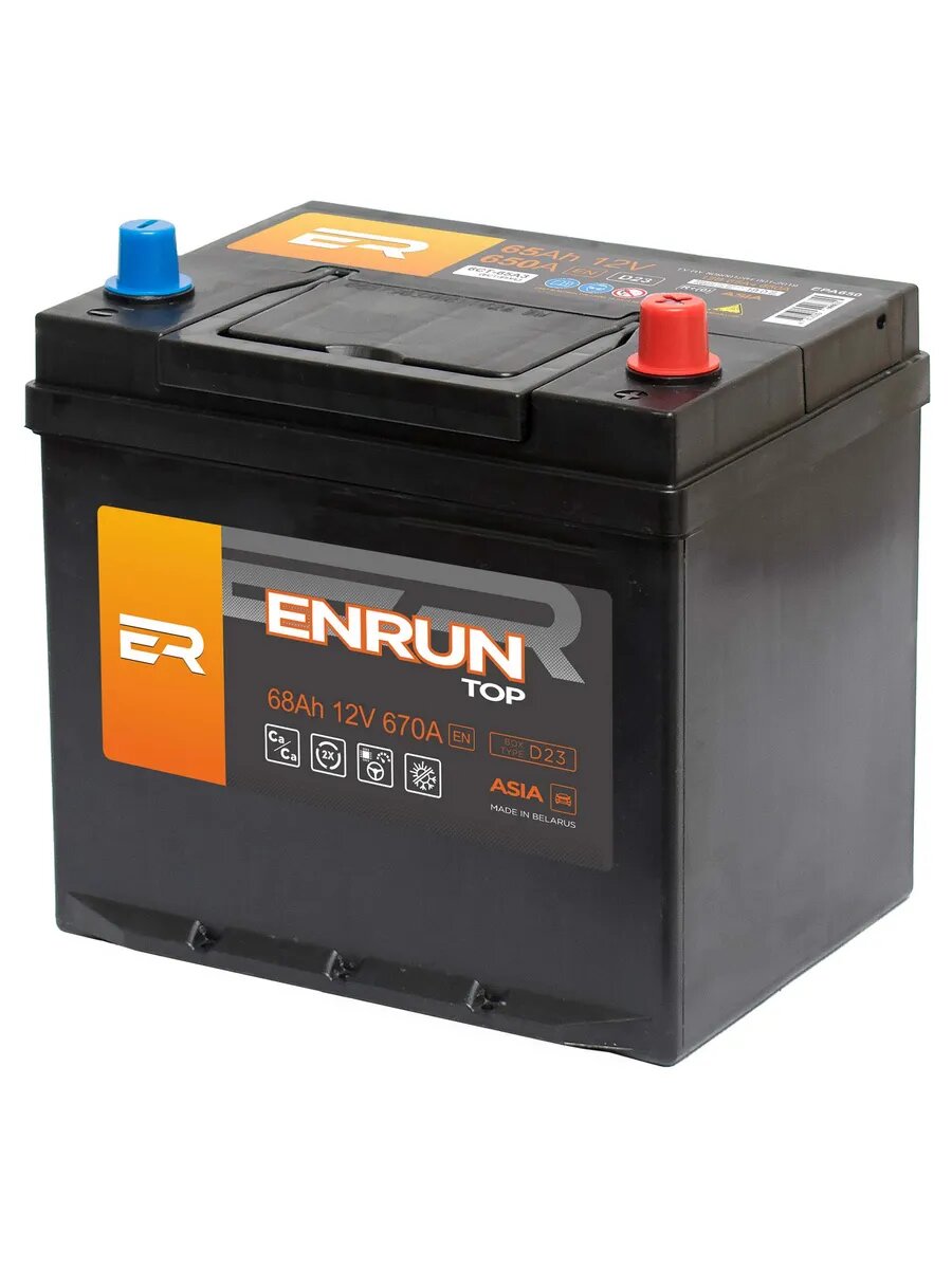 Аккумулятор ENRUN JIS TOP 68А/ч обратный R+ D23 EN 670А
