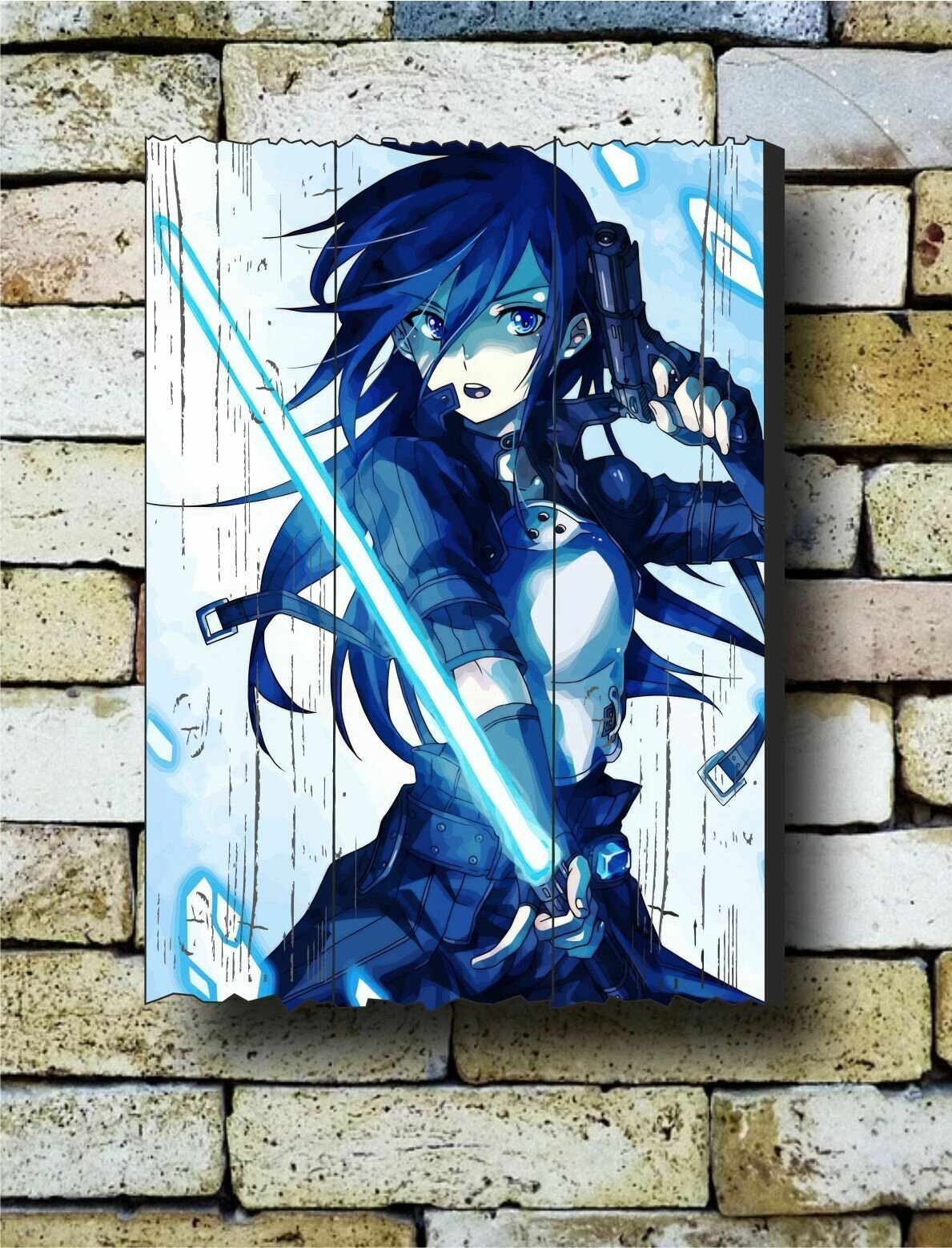 Картина на досках Мастера Меча Онлайн. Кирито. Gun Gale Online.