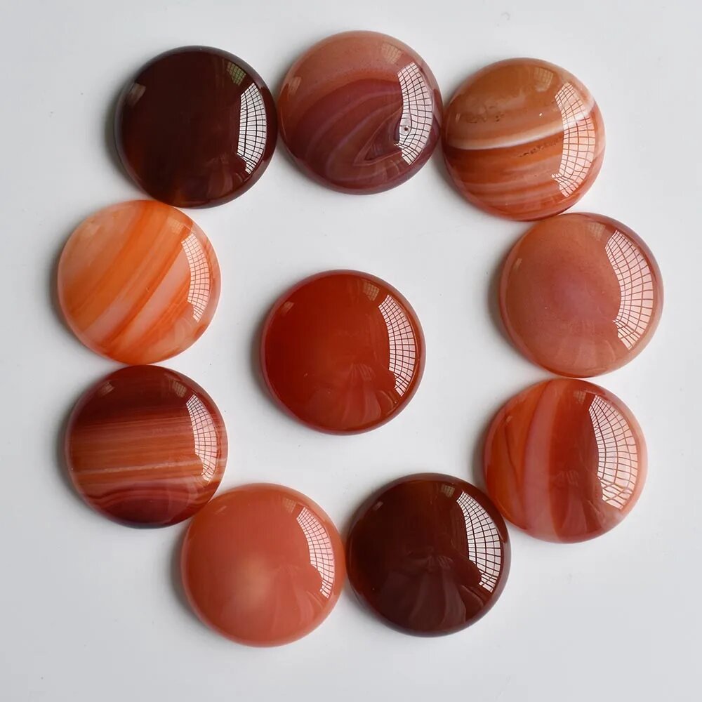 Кабошоны из натурального камня 30 мм, смешанные цвета, 10 шт. red onyx
