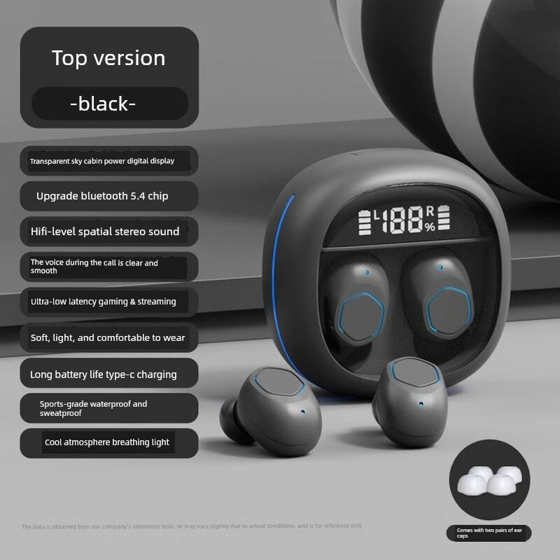 Беспроводные наушники Bluetooth с шумоподавлением, долгим временем работы, прозрачный небесный корпус, цифровой