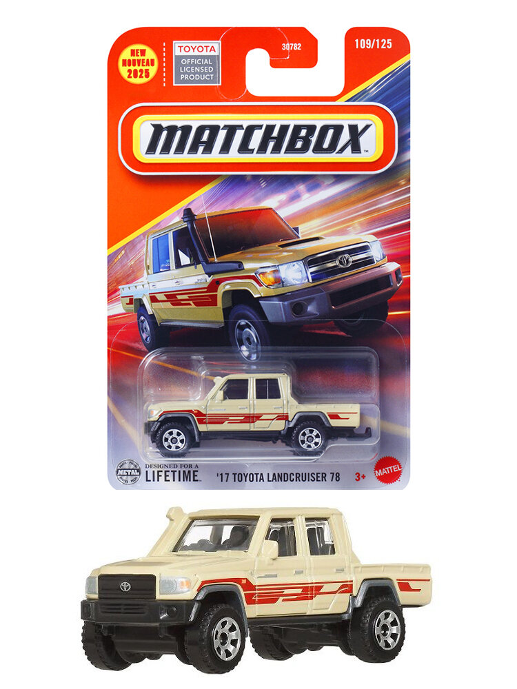 Игрушечный автомобиль Matchbox в масштабе 1:64, литой металлический внедорожник Toyota Land Cruiser 78, с вращающимися к