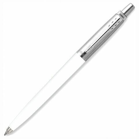 Ручка шариковая PARKER "Jotter Orig White", корпус белый, детали хром, синяя