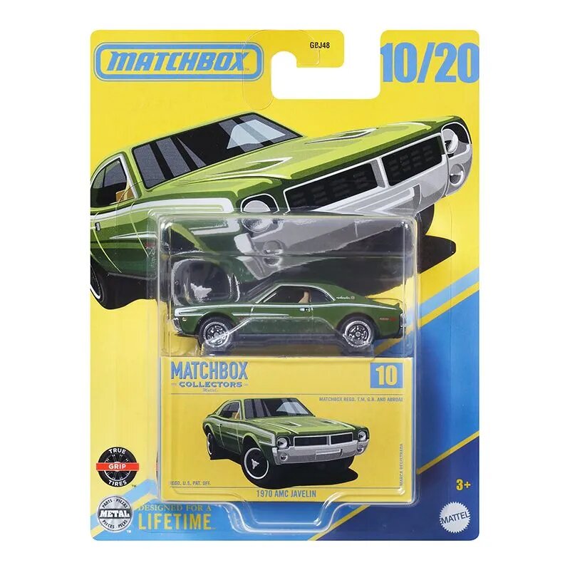 Машинка Matchbox 2025 GBJ48 1970 AMC Javelin, металл, 1/64, зеленая