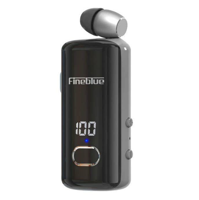 FineBlue Клип-он беспроводные наушники Bluetooth с цифровым дисплеем для игр и бизнеса, серый цвет