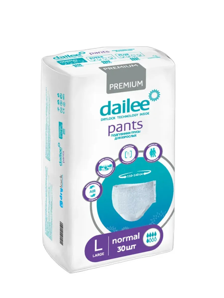 Подгузники-трусы для взрослых DAILEE Pants Premium, унисекс, размер L, 30 штук