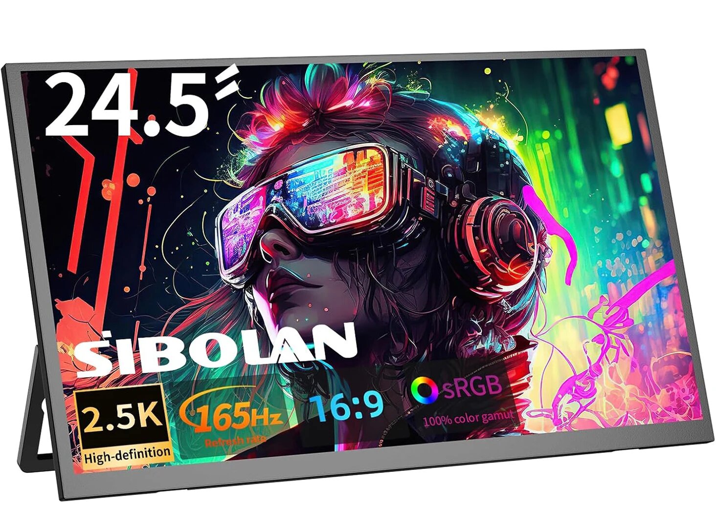 SIBOLAN 24.5" Портативный Монитор 2.5K 165Гц, EU Plug