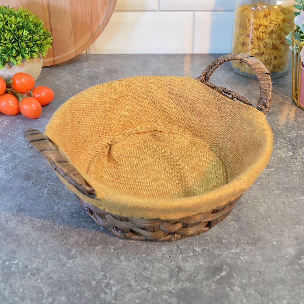 Корзинка для хлеба плетеная с ручками, коричневая, 24,5х24,5х7,5см, модель "BZ-JY02"