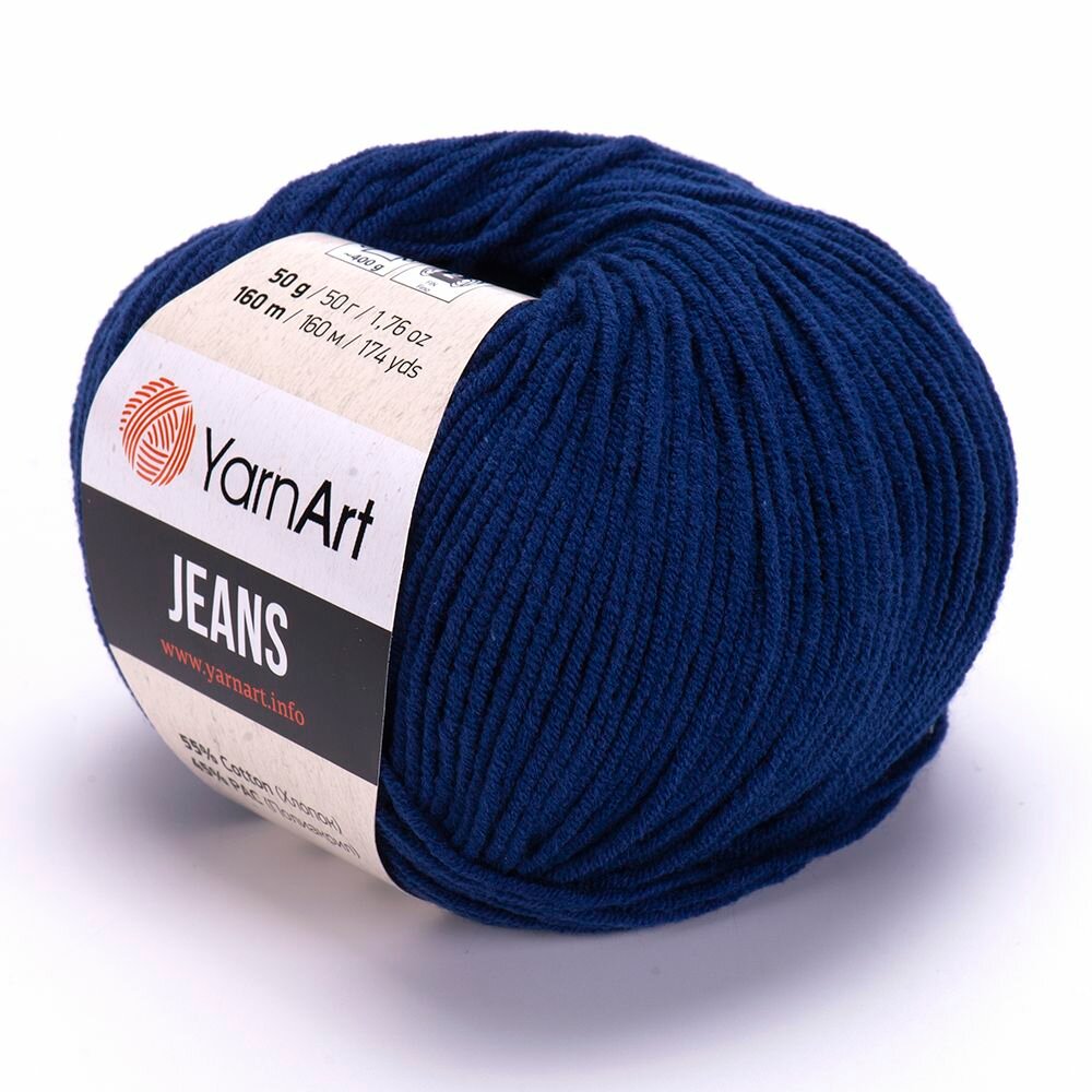 Пряжа для вязания Jeans Yarnart 4 мотка (160 м, 50 гр), цвет 54 темно-синий