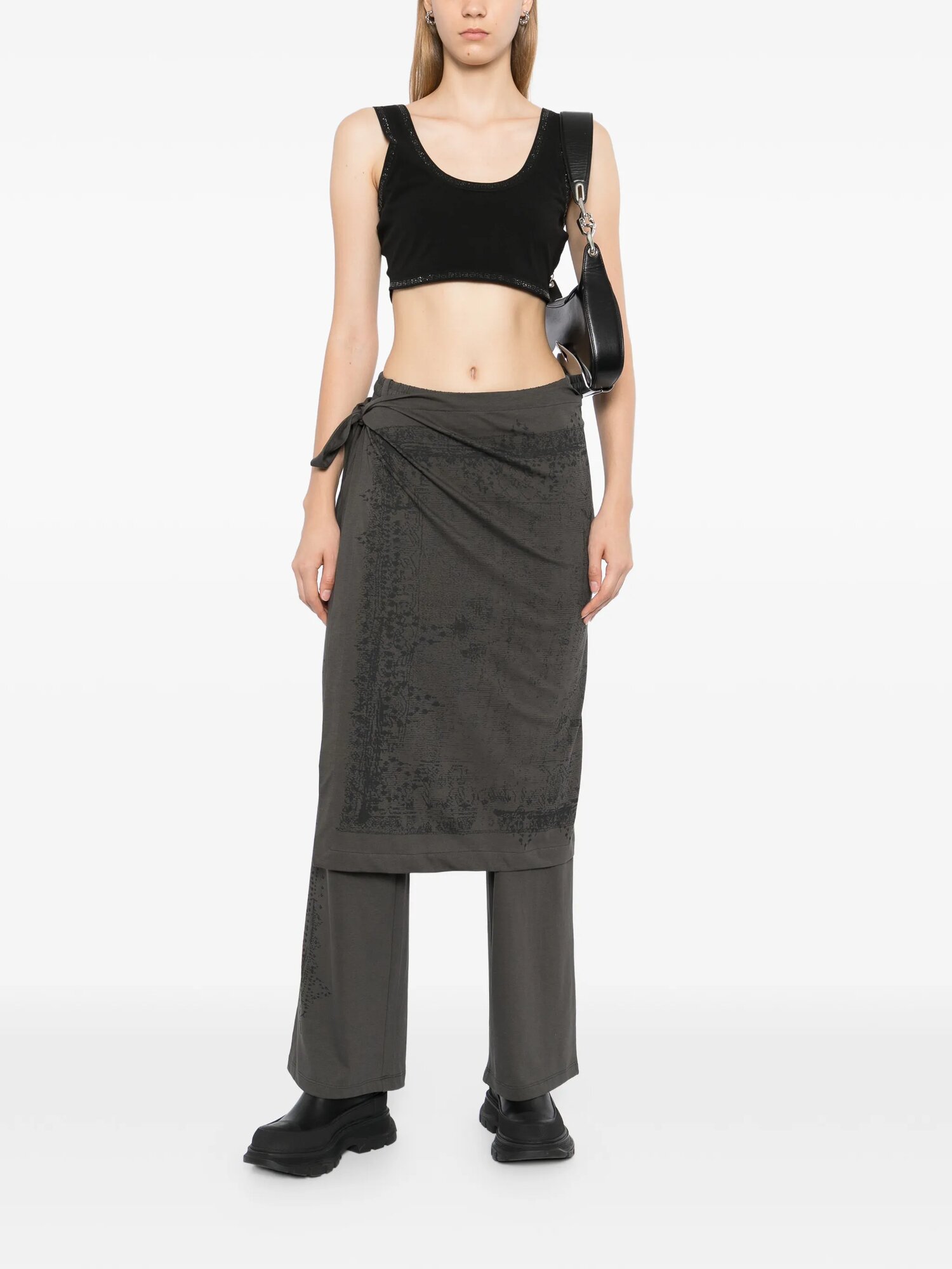 Брюки HYEIN SEO Wrap-panel distressed-print trousers, размер 1 — фото 1