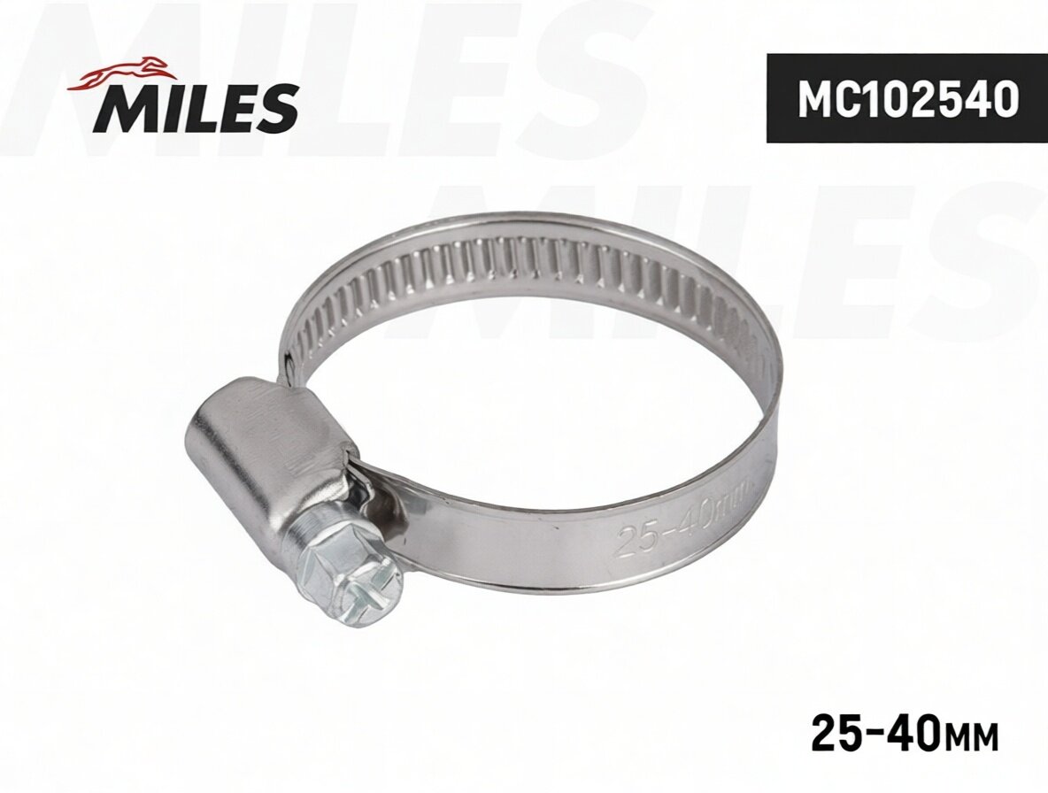 Хомут червячный 25-40/9 мм. (нержавеющая сталь) MC102540 Miles арт. MC102540