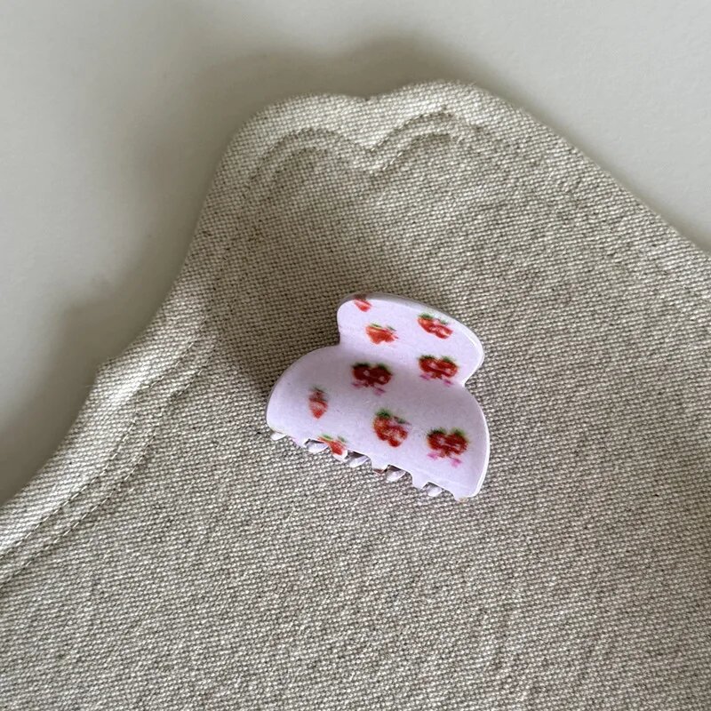 Заколка-краб Broken Flower для волос Розовый, 02 Pink Red Strawber