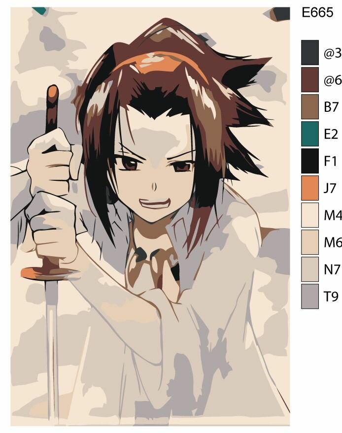 Детская Картина по номерам E665 "Аниме Shaman King (Шаман Кинг). Йо Асакура" 20х30