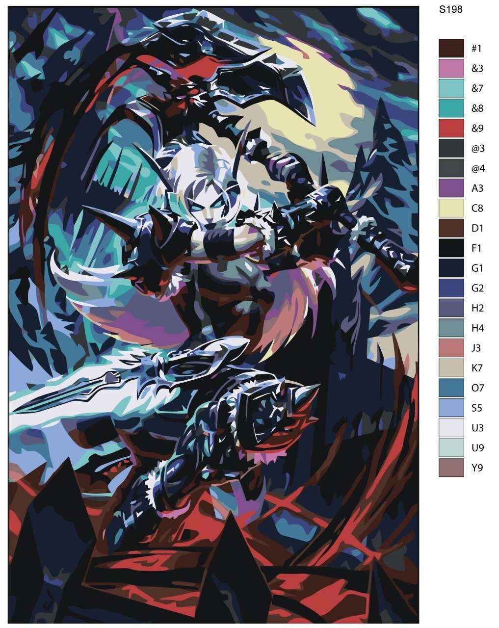 Картина по номерам S198 "Игра World of Warcraft (Ворд оф Варкрафт). Сильвана Ветрокрылая" 80x120