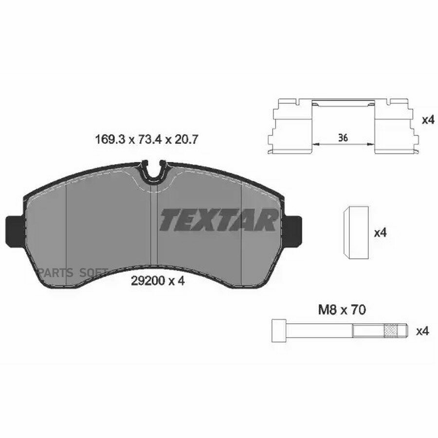 Колодки тормозные дисковые передн MERCEDES-BENZ: SPRINTER 3,5 c бортовой платформой 06-, SPRINTER 3,5-t фургон 06-, SPRINTER 3-t c бортовой платформой 06-, SPRINTER 3-t фур от официального дистрибьютора, TEXTAR, артикул 2920002