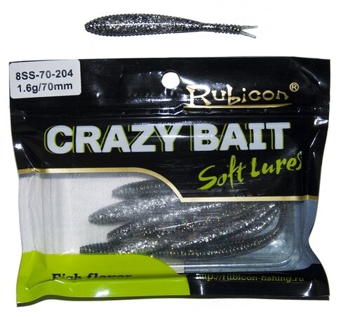 Съедобная силиконовая приманка RUBICON Crazy Bait SS 1.6g, 70mm, цвет 204