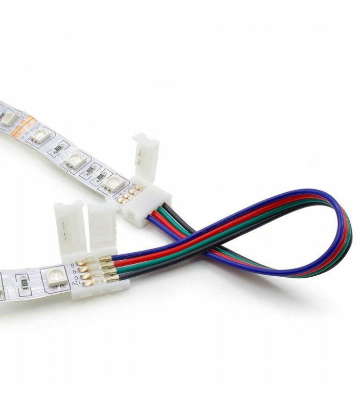 Соединитель для ленты RGB ширина ленты 10 mm c проводом 15 см двухсторонний. Комплект 5 штук