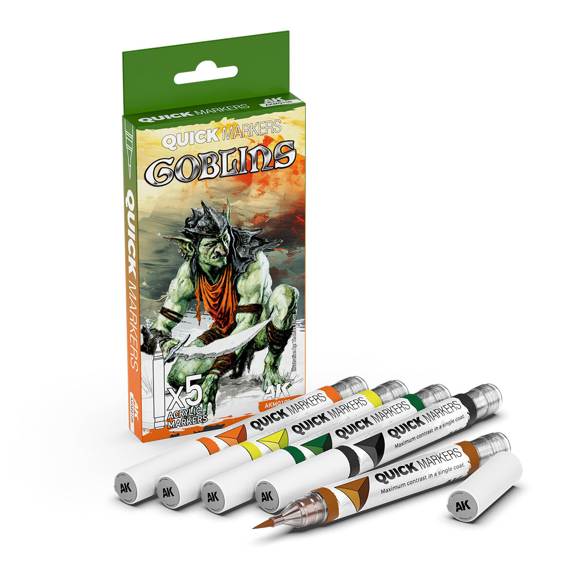 Набор акриловых маркеров AK Interactive Quick Marker Set - Goblins