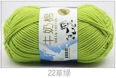 Молочная хлопковая пряжа для вязания Зеленый, 22 grass green