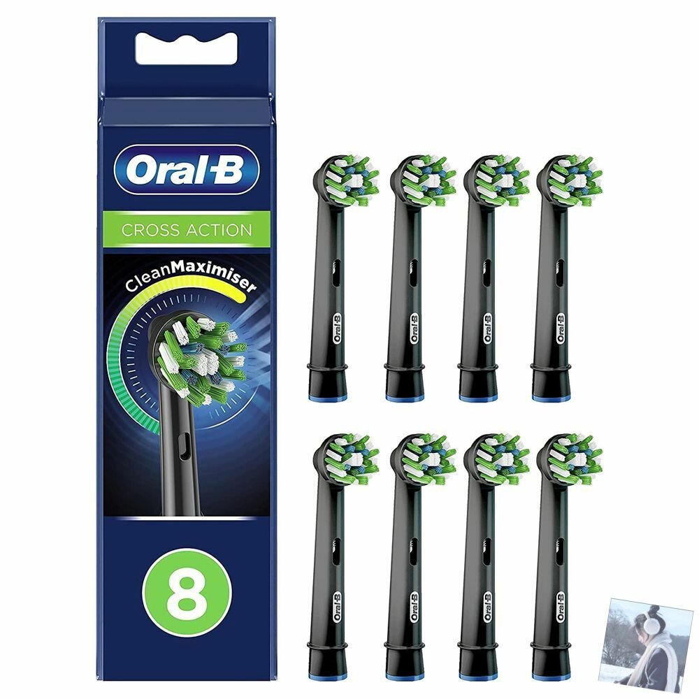 Nasadki oral b cross action cleanmaximiser black dlya elektricheskoy zubnoy shchetki 8 sht