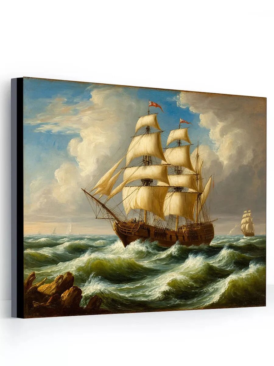 Картина по номерам "Корабль в море", на холсте на подрамнике, 40 x 50 см