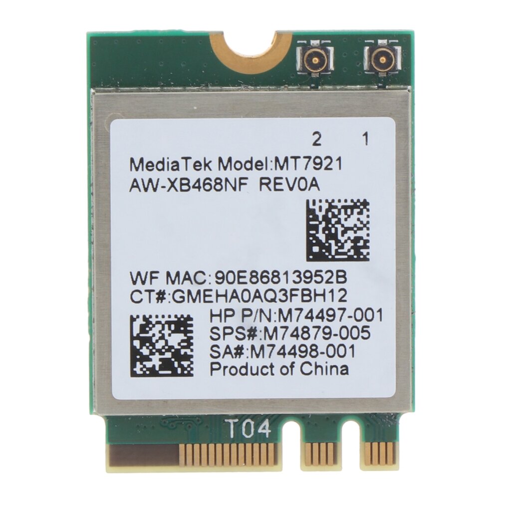 WiFi 6 Беспроводная карта MT7921 Bluetooth5.2 двухдиапазонный сетевой адаптер 1800 Мбит/с
