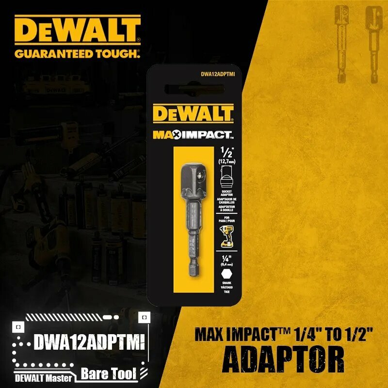 DEWALT DWA12ADPTMI/DWA38ADPTMI Драйвер MAX IMPACT 1/4in TO SQUARE 1/2in или 3/in ADAPTOR Аксессуары для инструментов