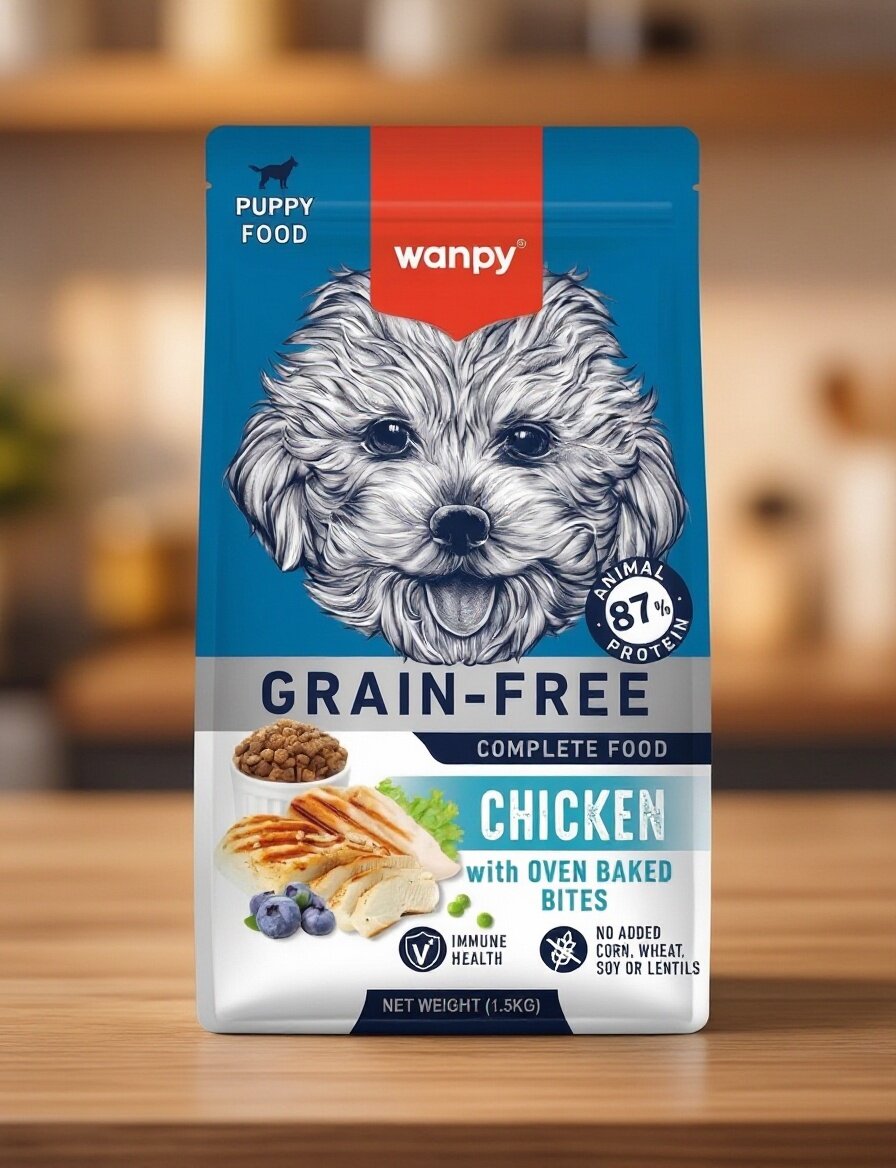 Сухой корм Wanpy Dog беззерновой с курицей для щенков, 1,5 кг
