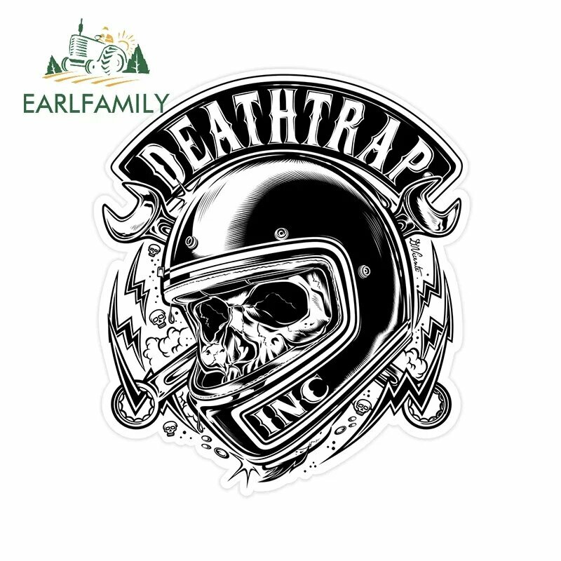 EARLFAMILY автомобильные наклейки для пилота, черепа, виниловые наклейки, автомобильные аксессуары для мотоцикла, забавные наклейки с черепом, автомобильный Стайлинг