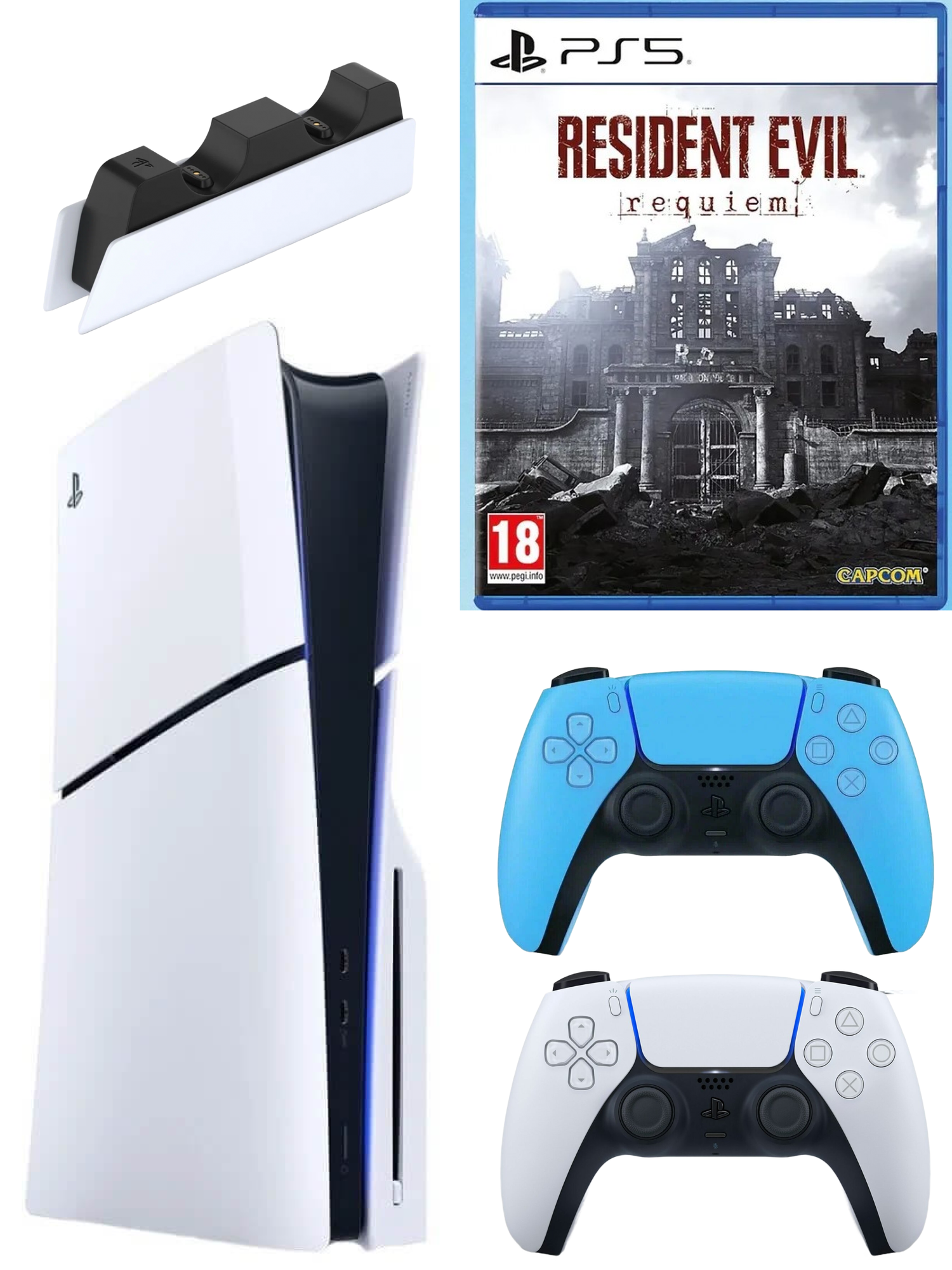 Игровая приставка Sony PS 5 Slim, 1ТБ(с дисководом)+2 геймпад+Зарядная станция+Resident Evil Requiem(подробности в чате)