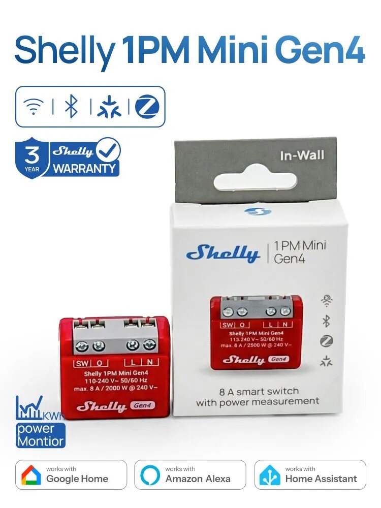 Shell 1pm Mini Gen4 Zigbee, Подключение к интеллектуальному выключателю, Дистанционный интеллектуальный фотометр, Электрический счетчик питания, Небольшая бытовая техника 8A