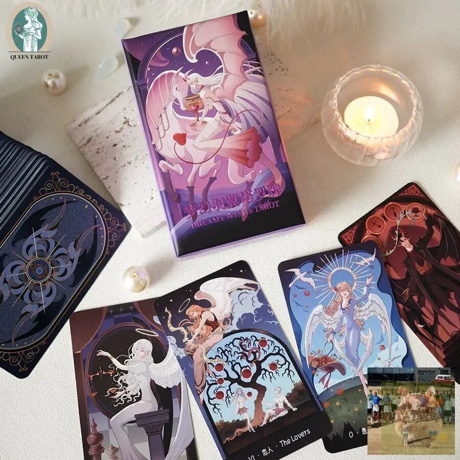 Dreamy Wings Tarot 78 карт, аниме-стиль, двуязычное руководство (кит/англ), компактный формат 66 120 мм