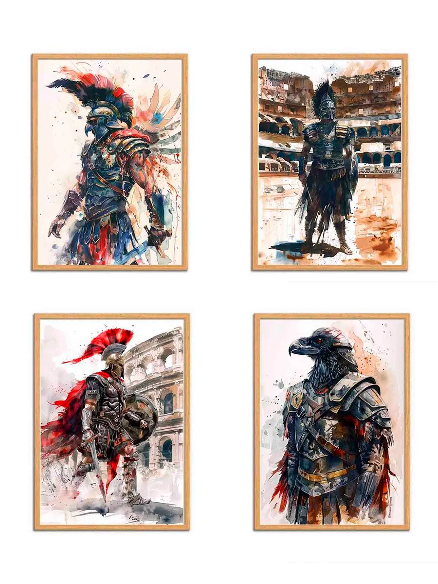 Птица ворон Гладиатор, 4 Плаката, 30x21см
