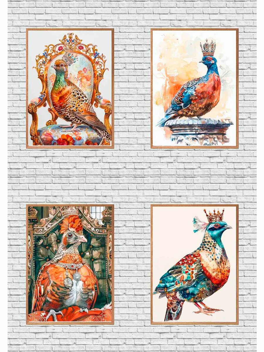 Птица-куропатка, королева Англии, 4 Плаката, 30x21см