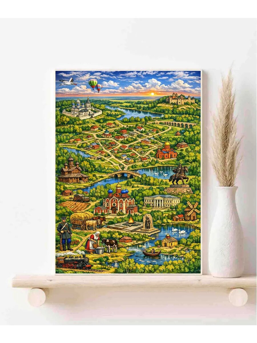 Мещовск, Россия, Fantasy Map, Карта, Плакат 30x42см