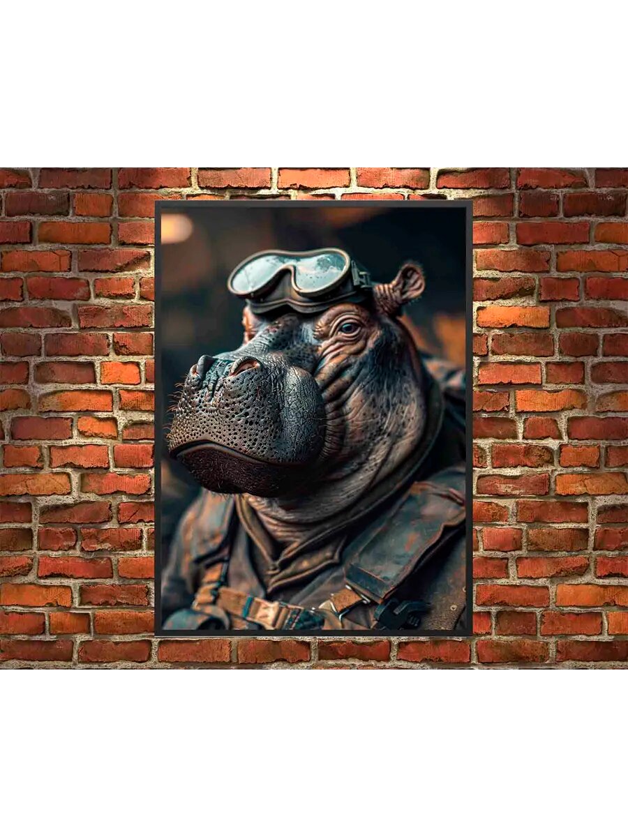 Бегемот-животное-солдат 3, Плакат 30x42см