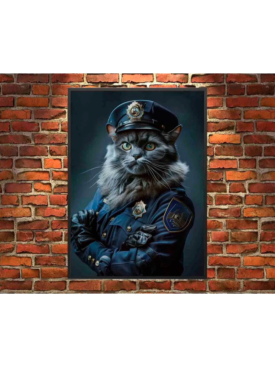 Американский Курчавый кот-полицейский 1, Плакат 30x42см