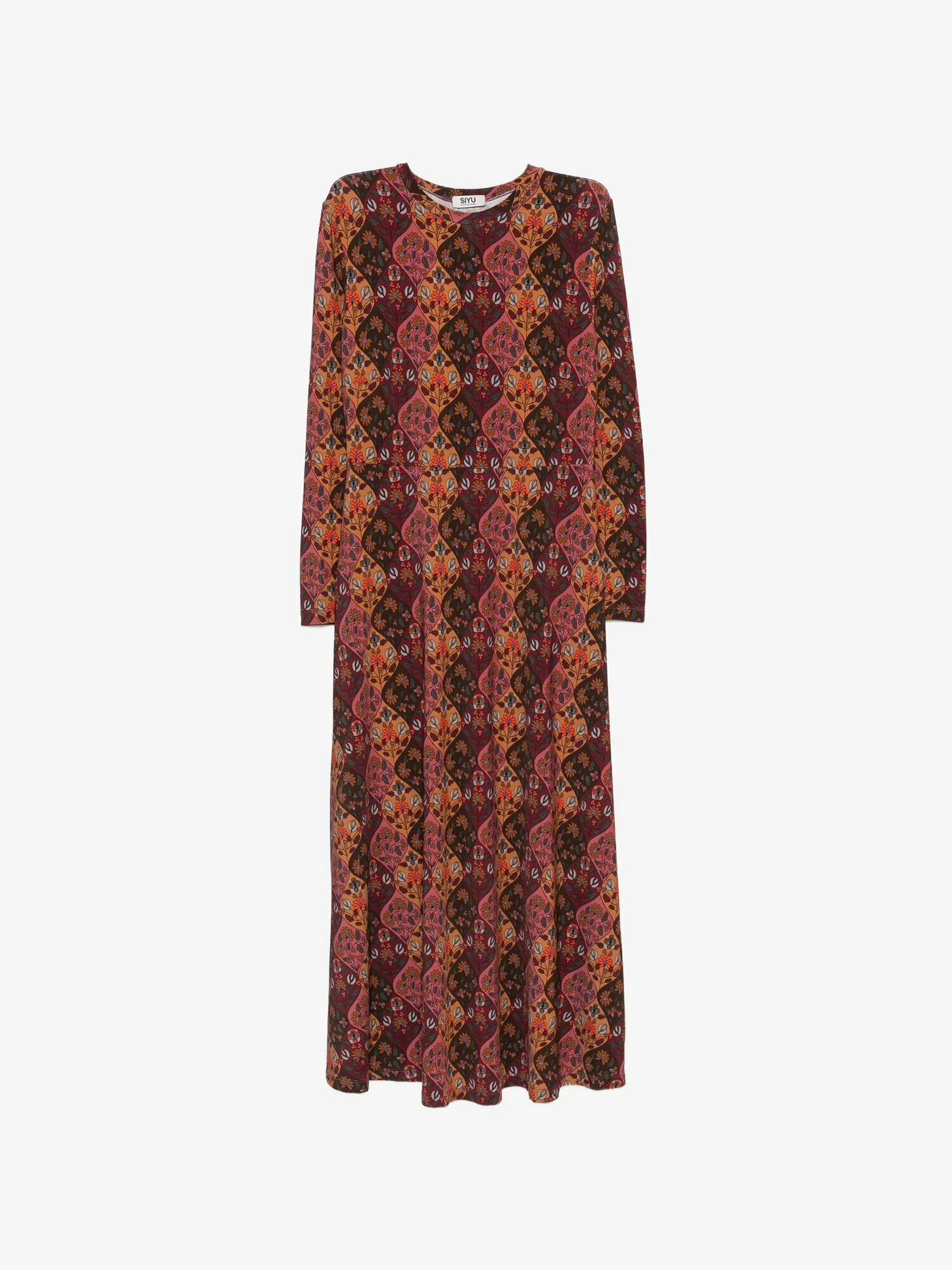 Платье Floral-print long-sleeve midi dress