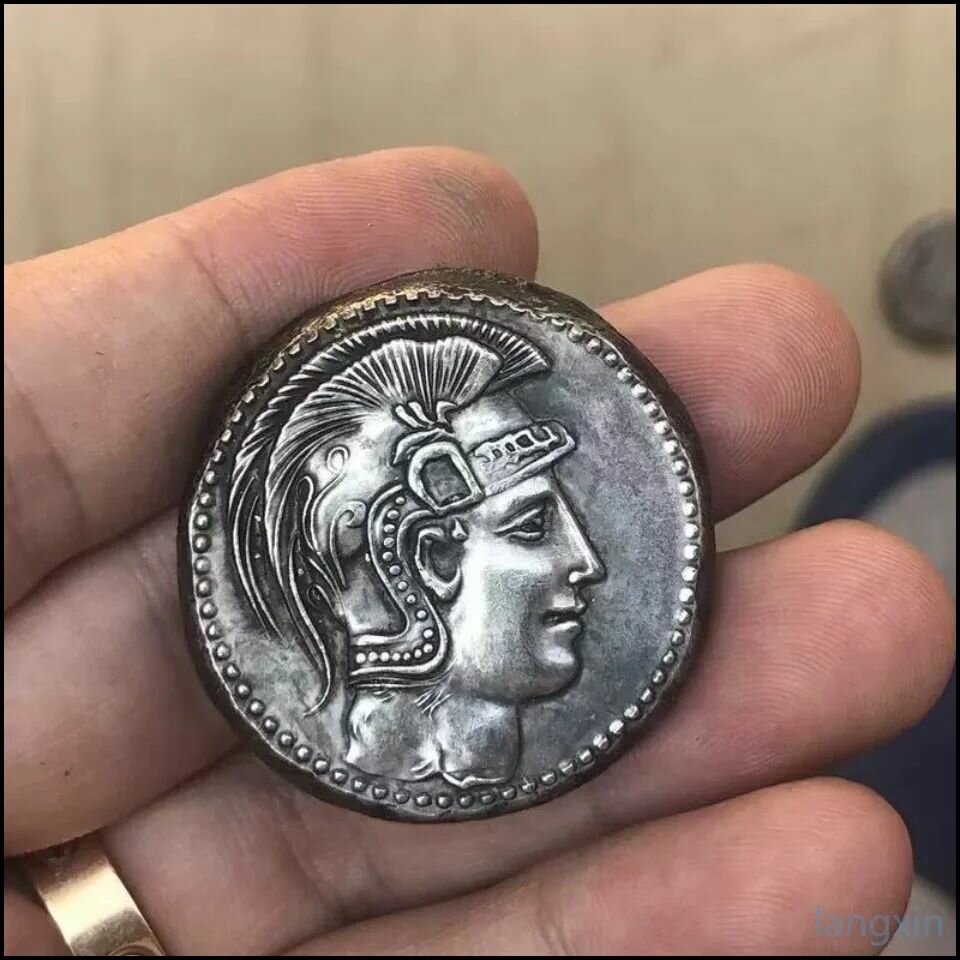 Тетрадрахма 165-42 гг до н э Афины Голова Афины в шлеме Сова на амфоре античная монета копия медно никелевый сплав копия тетрадрахмы медно-никелевая монета сова