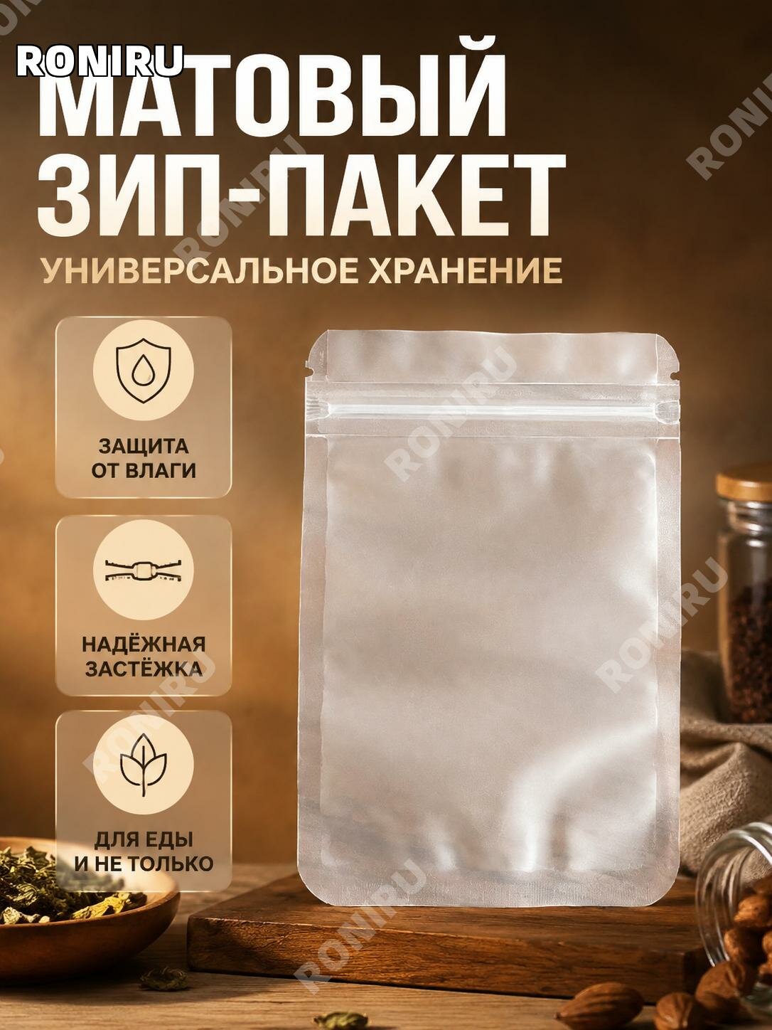 Матовые прозрачные пакеты с застежкой8 х12 см для конфет и чая
