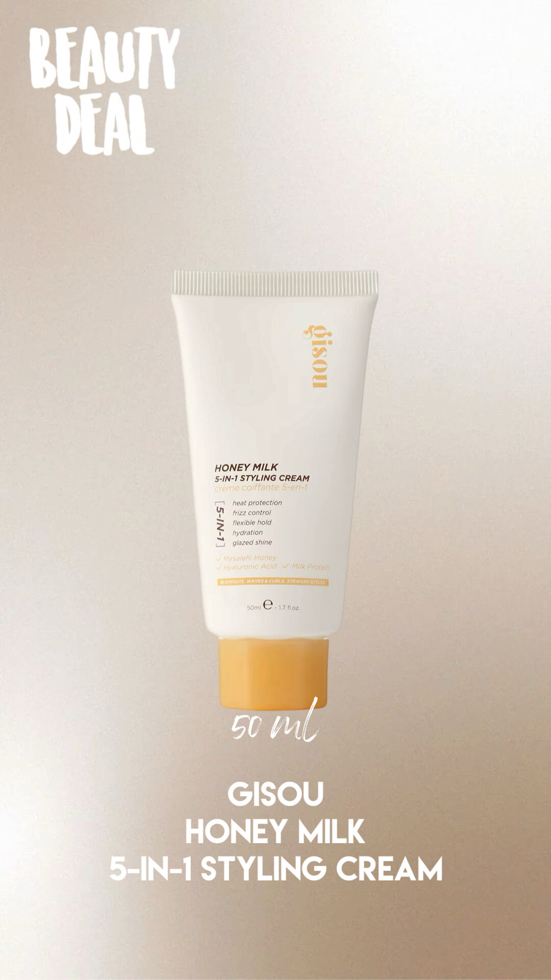 Gisou, honey milk 5-in-1 styling cream, крем для укладки волос, 50 мл