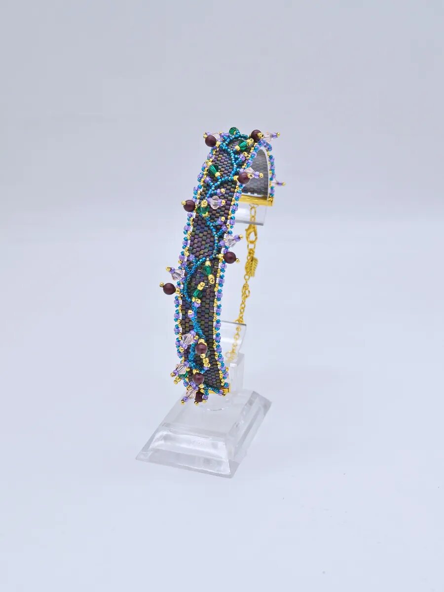 Плетеный браслет, кристаллы Swarovski