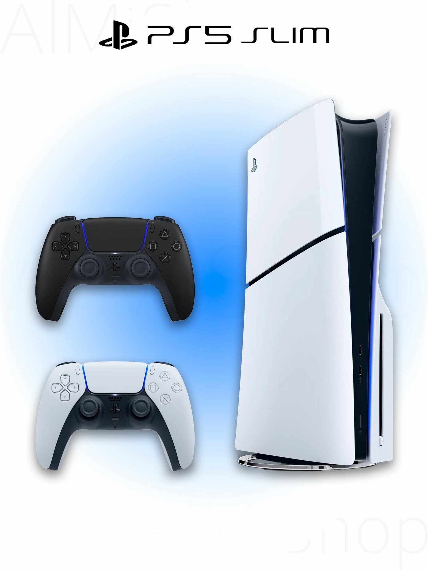 Игровая приставка Sony PlayStation 5 Slim с дисководом + 2 геймпад (черный, Midnight Black)