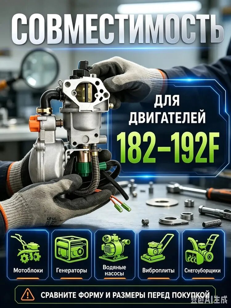 Карбюратор газ-бензин для генератора 5-8 кВт, газовый карбюратор для бензогенератора, карбюратор газовый для бензогенератора 182F188F190F192F