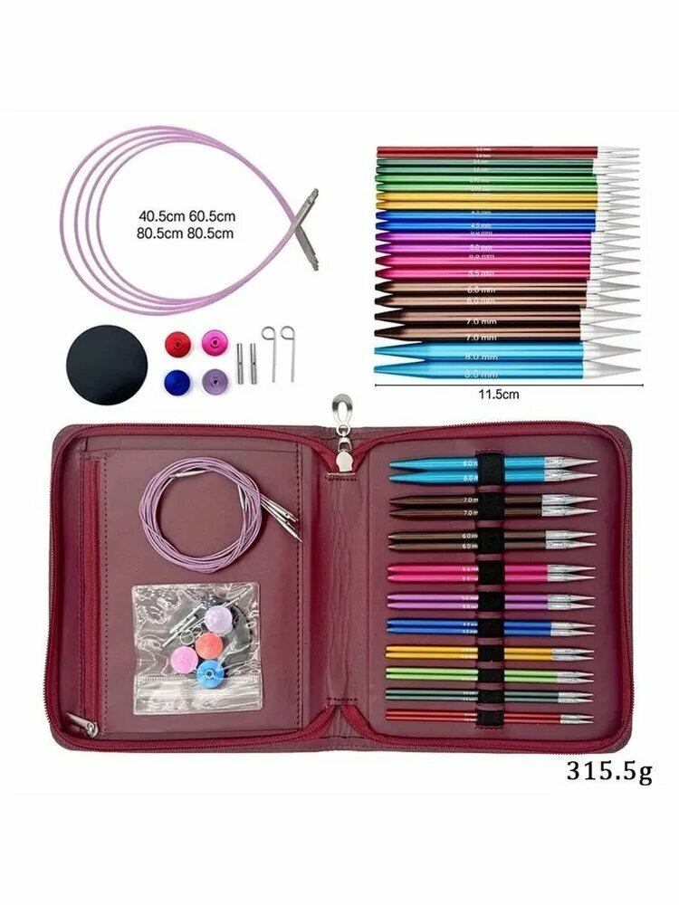 Набор спиц для вязания съемные 16 спиц Zing (11.5cm)