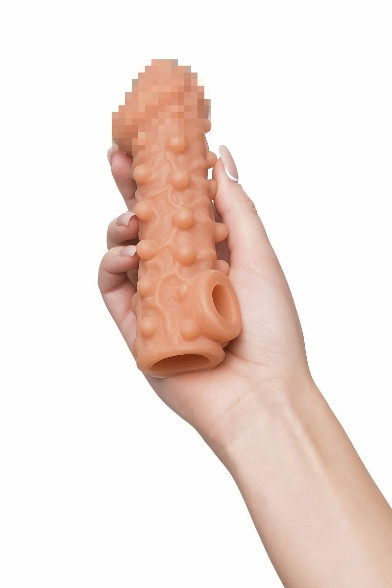 Закрытая насадка с шариками Cock Sleeve 010 Size M - 15,6 см, KOKOS, телесный, Корея